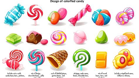 Premium Photo A Poster Of Different Colored Candy Items Including The Design Of The Candy