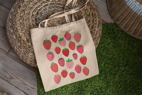 Strawberries Tote Strawberry Tote Strawberry Bag Cottagecore Tote