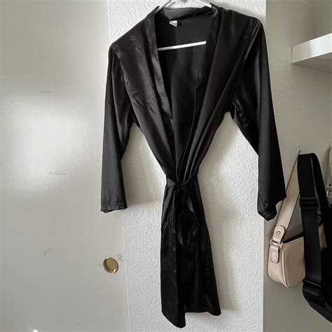 Black Satin Robe Condition Excellent Size Small Depop
