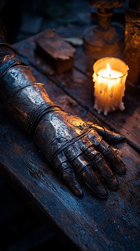 Free Medieval Gauntlet Resting Image Candle Medieval Armor
