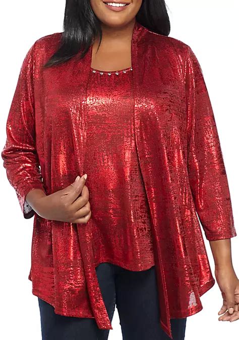 Ruby Rd Plus Size Foil 2fer Top Belk