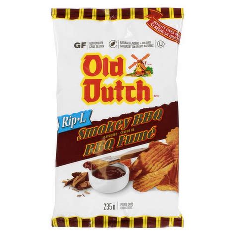Old Dutch Potato Chips Rip L Smokey Bbq 235 G
