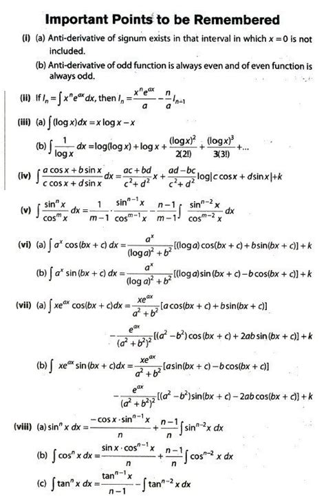 Cbse Notes Class 12 Maths Indefinite Integrals Artofit