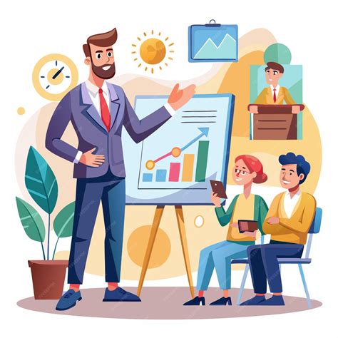Businessman Presenting Growth Chart To Clients Premium Ai Generated