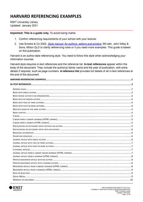Rmit Harvard Referencing Guide 2021 Harvard Referencing Examples Rmit