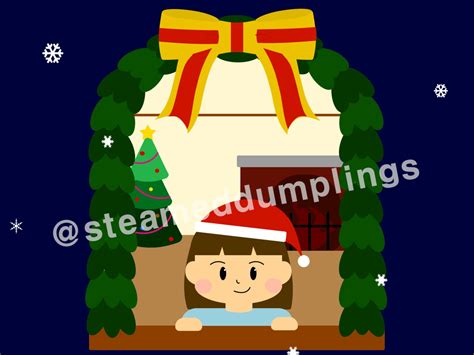 크리스마스 창밖을 보는 소녀 찐만두