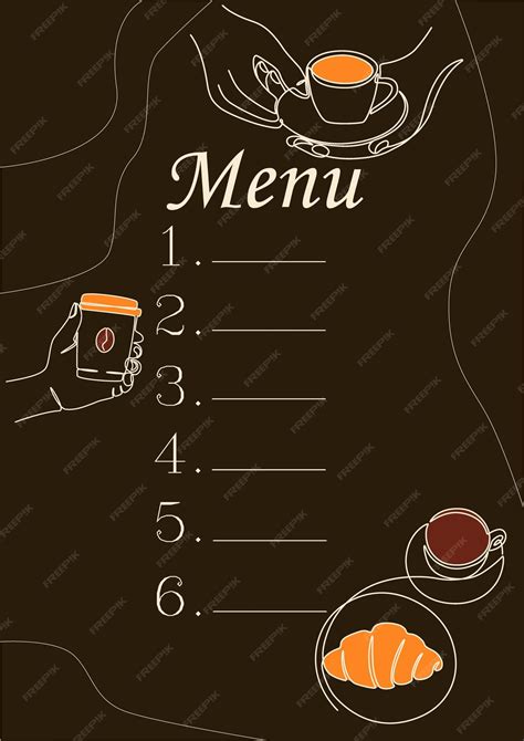 Plantilla De Menú De Café Elementos De Línea Dibujados A Mano Personas