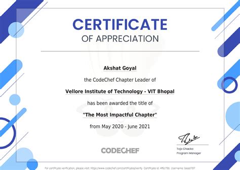 User Certificate Codechef