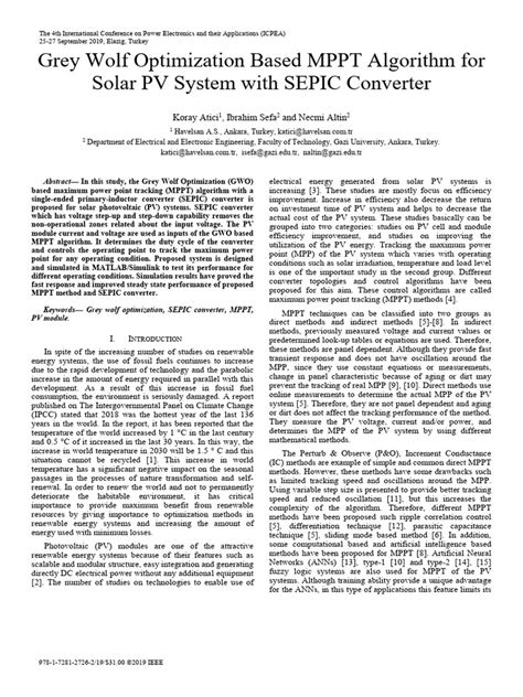 Grey Wolf Optimization Based Mppt Algorithm For Solar Pv System With