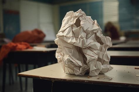 premium ai image a crumpled test paper with a failing grade