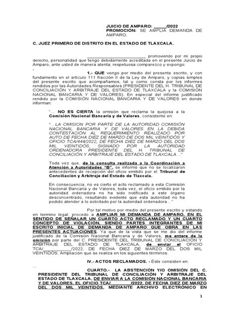 Juicio De Amparo Ampliacion De Demanda Pdf Caso De Ley Demanda