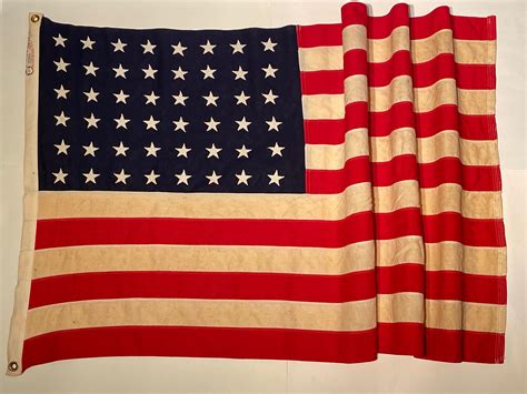 Antique 48 Star American Flag Mid Century 40s 1950s Wwii Historical