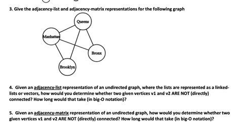 Solved 3 Give The Adjacency List And Adjacency Matrix Chegg Com
