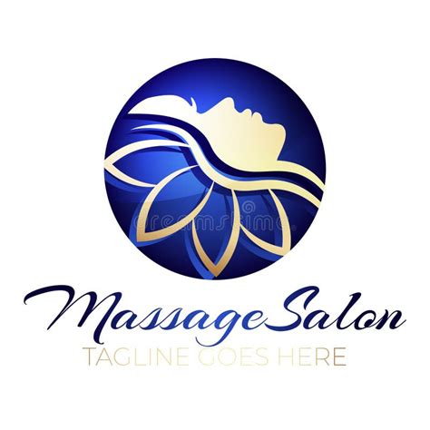 Massage Salon Logo Design Gold On Blue Background Stock Vector