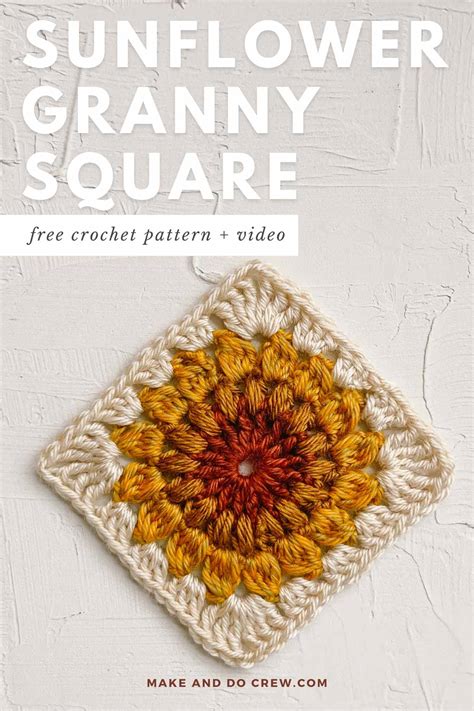 Sunflower Granny Square Crochet Pattern Granny Square Pattern