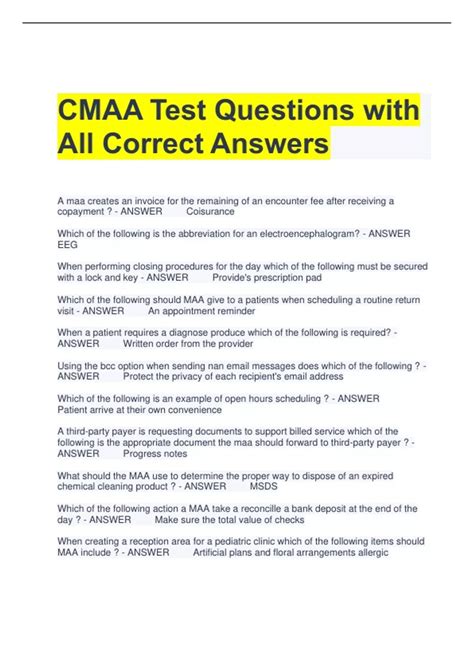 Cmaa Test Questions With All Correct Answers Cmaa Stuvia Us