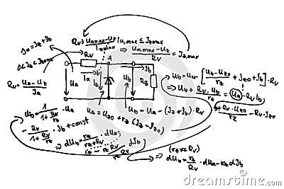 Circuit Diagram And Equations Royalty Free Stock Photography Image