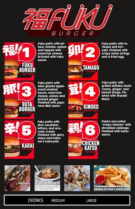 Las Vegas Food Truck Fukuburger Menu