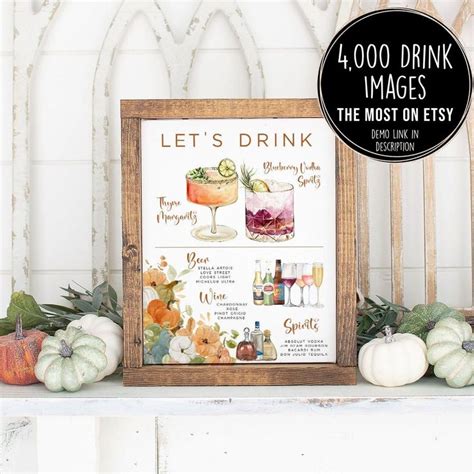 Fall Bar Menu Template Modern Thanksgiving Editable Drink Menu