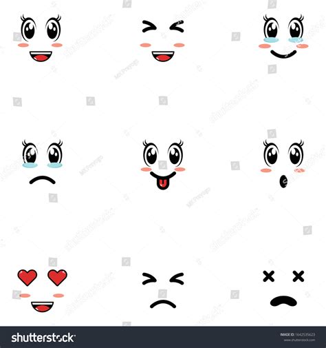 Cute Face Vector Illustration Set 9 Stock Vector Royalty Free 1642535623