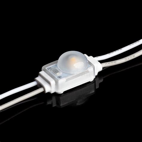 Single Led Module Light With Wires On Black Background Stock Image