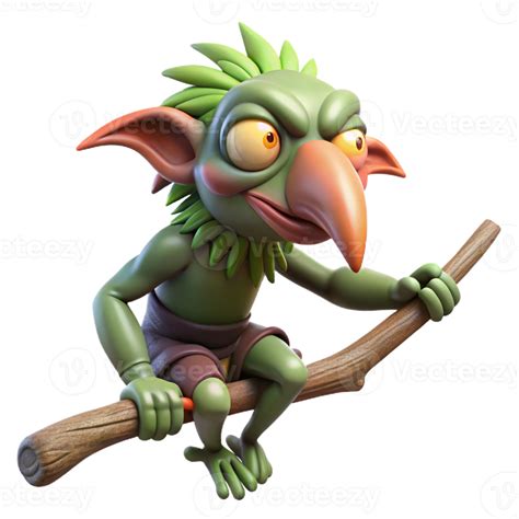Magnificent Rustic A Tengu A Japanese Goblin With A Long Nose Perched