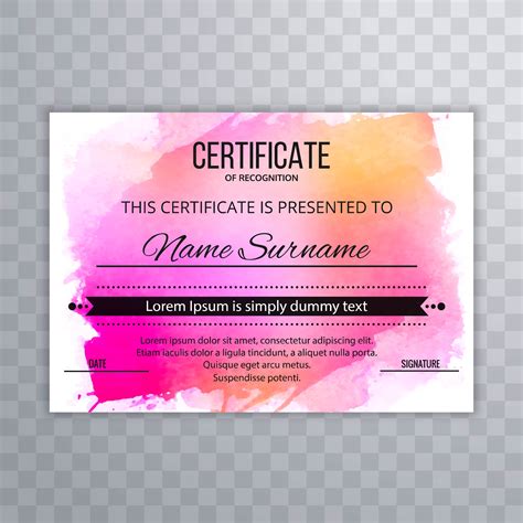 Abstract Colorful Watercolor Certificate Background 257571 Vector Art