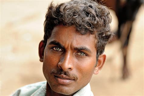 Hampi Young Man Guys With Green Eyes Indian Eyes Dark Skin Men