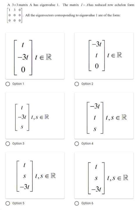Solved A 3x3 Matrix A Has Eigenvalue 1 The Matrix 1 A Has