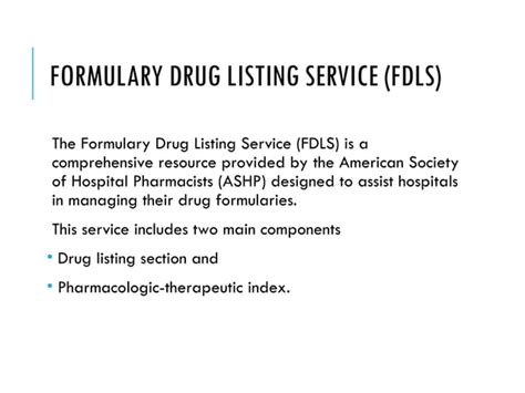 Formularyppt Hospital Formulary In Hospital Ppt