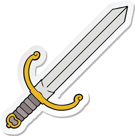 Pegatina De Una Espada De Dibujos Animados 11502530 Vector En Vecteezy