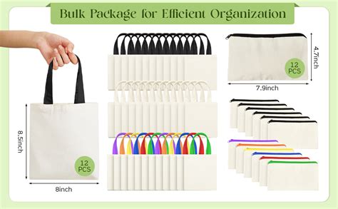 Amylove 24 Pcs Mini Blank Bag Bulk Include Blanks Small Tote Bag Blanks And Small