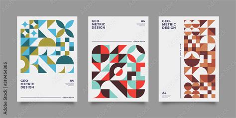 Placard Templates Set With Geometric Shapes Retro Geometric Style Flat