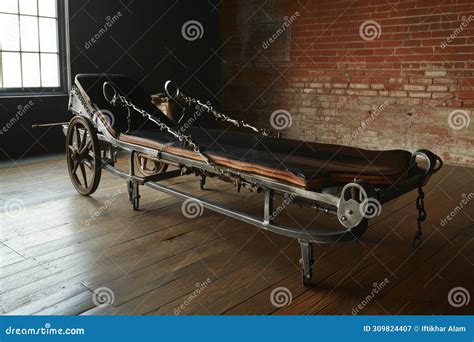 A Photograph Of A Bed With A Chain Attached To It Captured In A Room