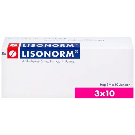 Thuốc Lisonorm 5mg10mg điều Trị Tăng Huyết áp Vô Căn 3 Vỉ X 10 Viên