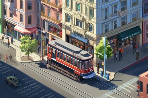 Premium Photo Isometric View Of San Franciscos Iconic Cable Car