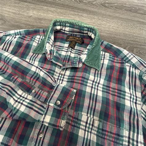 Eddie Bauer Vintage Eddie Bauer Flannel Shirt Corduroy Collar 90s