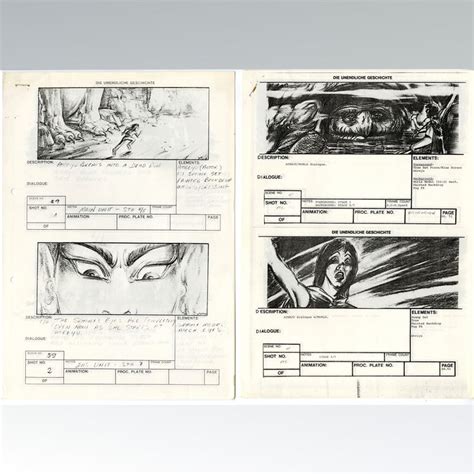 Lot 1008 Pair Of Printed Storyboard Sequences Neverending Story