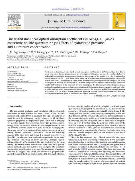 Pdf Linear And Nonlinear Optical Absorption Coefficients And Binding