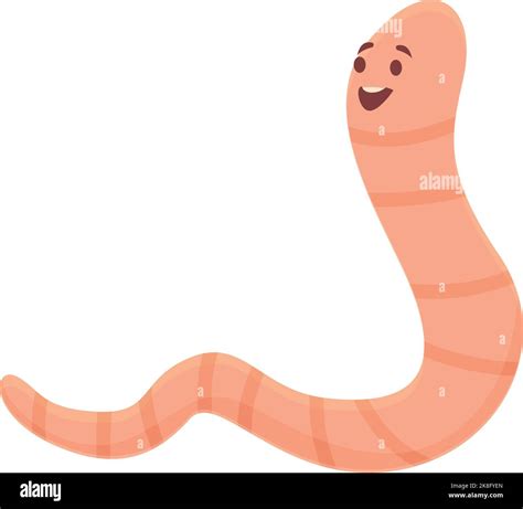 Soil Worm Icon Cartoon Vector Cute Garden Red Mascot Stock Vector