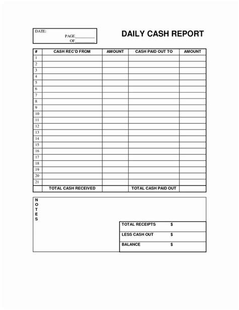 Printable Daily Cash Log Template Free Printable Templates