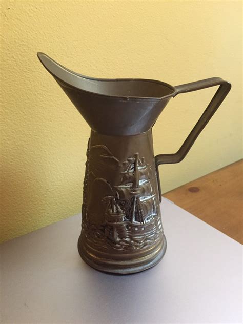 Peerage Brass Pitcher Ship And Lighthouse Decor Made In England Etsy