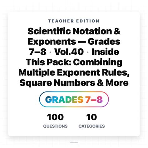 Integer Bases — Scientific Notation And Exponents Grades 78 By Trivia