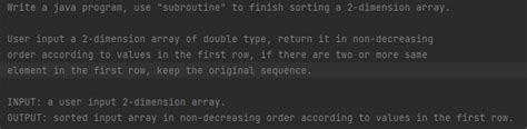 Solved Java Code Intake User 2d Array And Sort Array