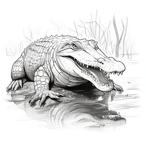 Realistic Crocodile Drawing