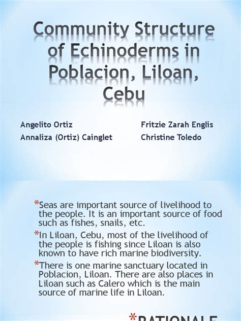 Community Structure Of Echinoderms In Poblacion Liloan Pdf Oceanography Aquaculture