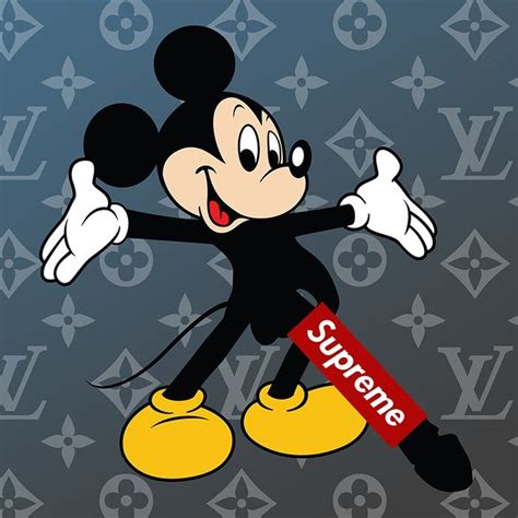 Mickey Mouse Louis Vuitton Supreme Mickey Mouse Cartoon Logo Art Logo