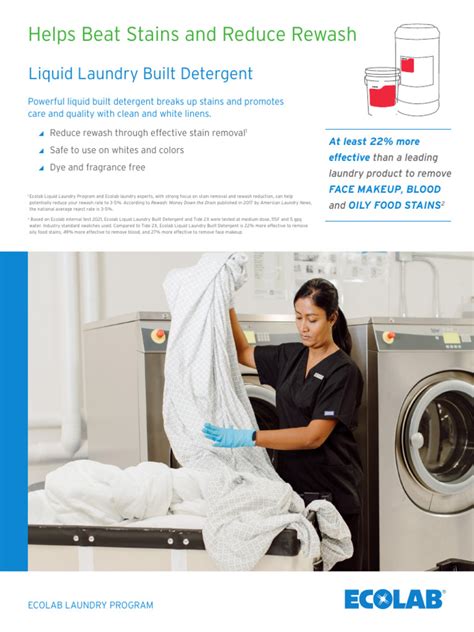 Ecolab Liquid Laundry Built Detergent Sell Sheet En Pdf