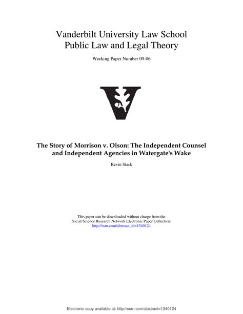 Pdf The Story Of Morrison V Olson The Independent Counsel And