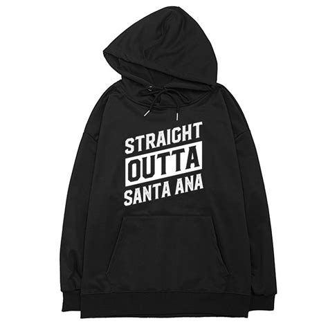 Buy Straight Outta Santa Ana Printed Black Autumn And Winter Hoodie